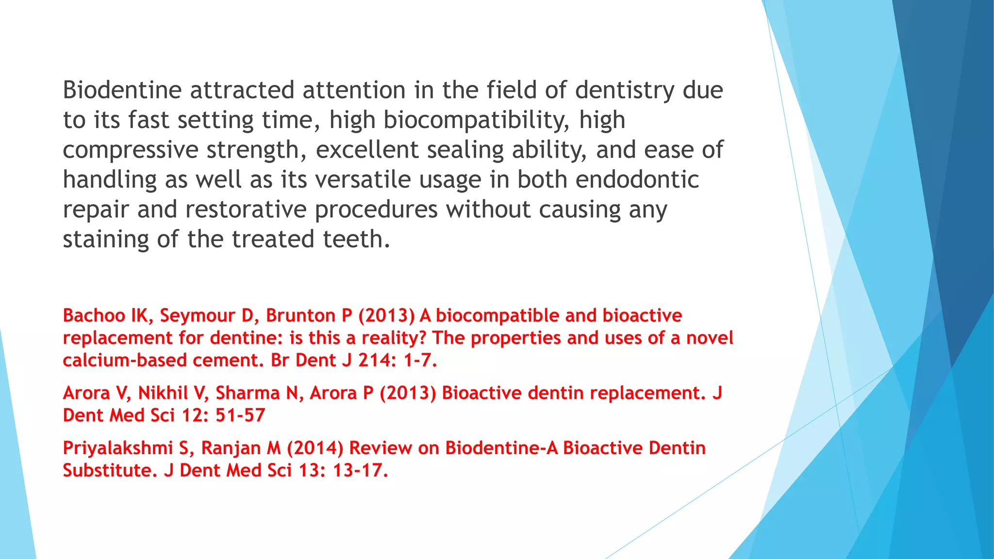 Clinical applications of biodentine in pediatric dentistry | PPTX