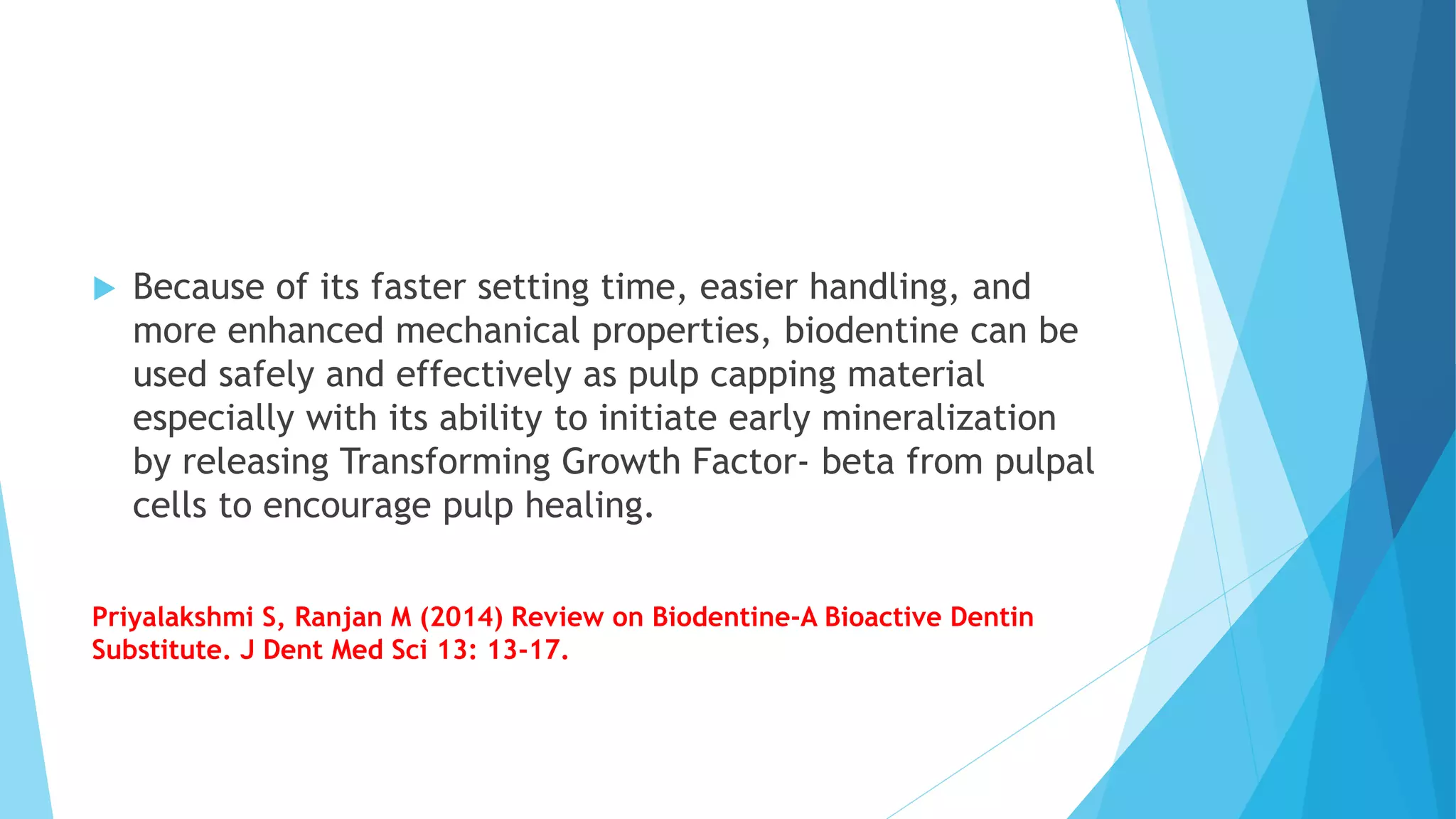 Clinical applications of biodentine in pediatric dentistry | PPTX