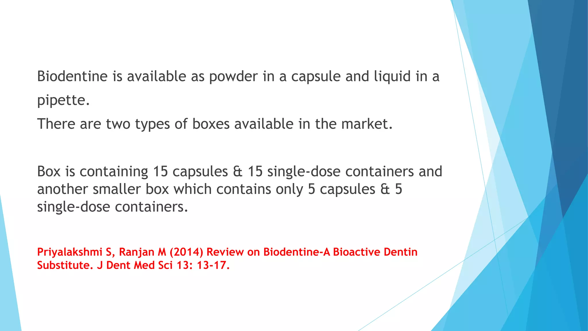 Clinical applications of biodentine in pediatric dentistry | PPTX