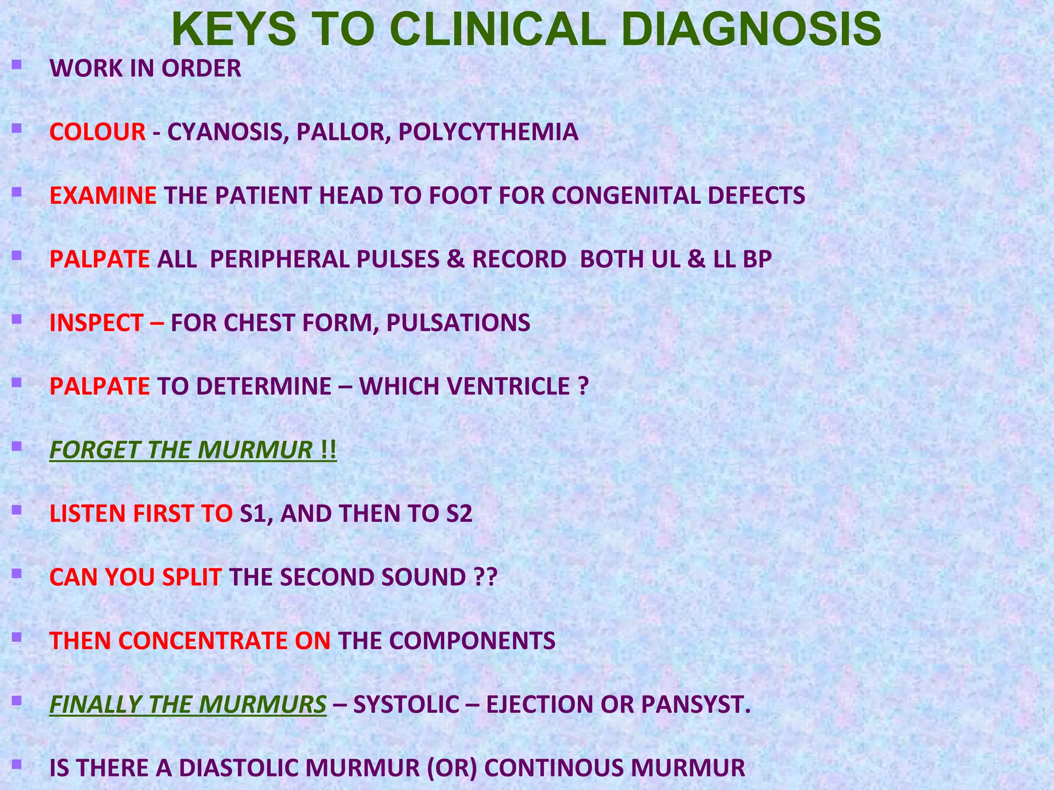 Clinical approach to congenital heart disease diagnosis | PPT