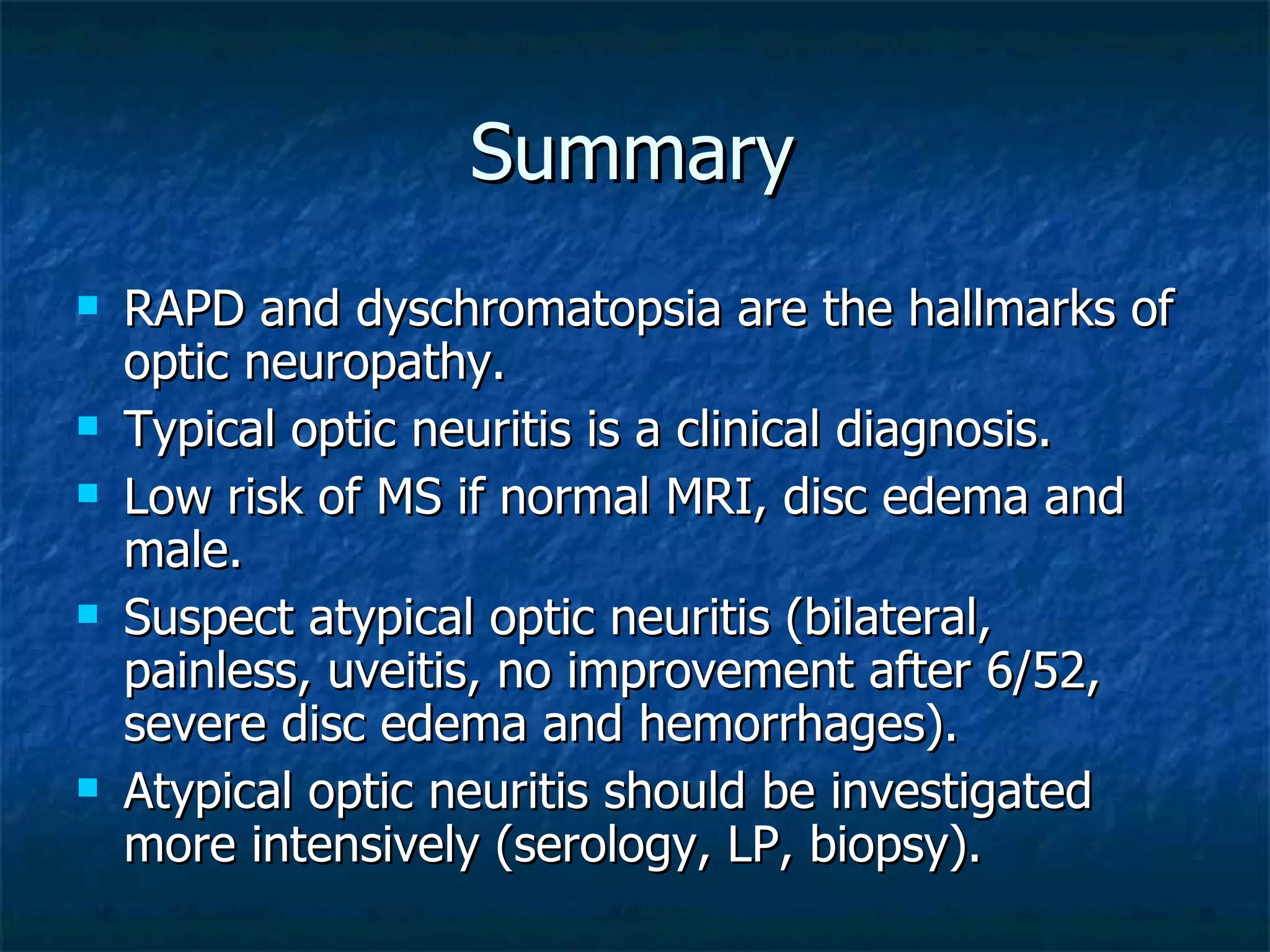 Clinical approach to optic neuritis | PPT