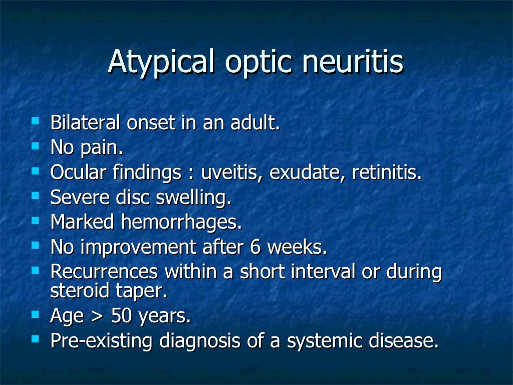 Clinical approach to optic neuritis