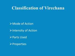Clinical aspects of virechana & mode of action | PPTX