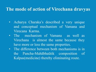 Clinical aspects of virechana & mode of action | PPTX