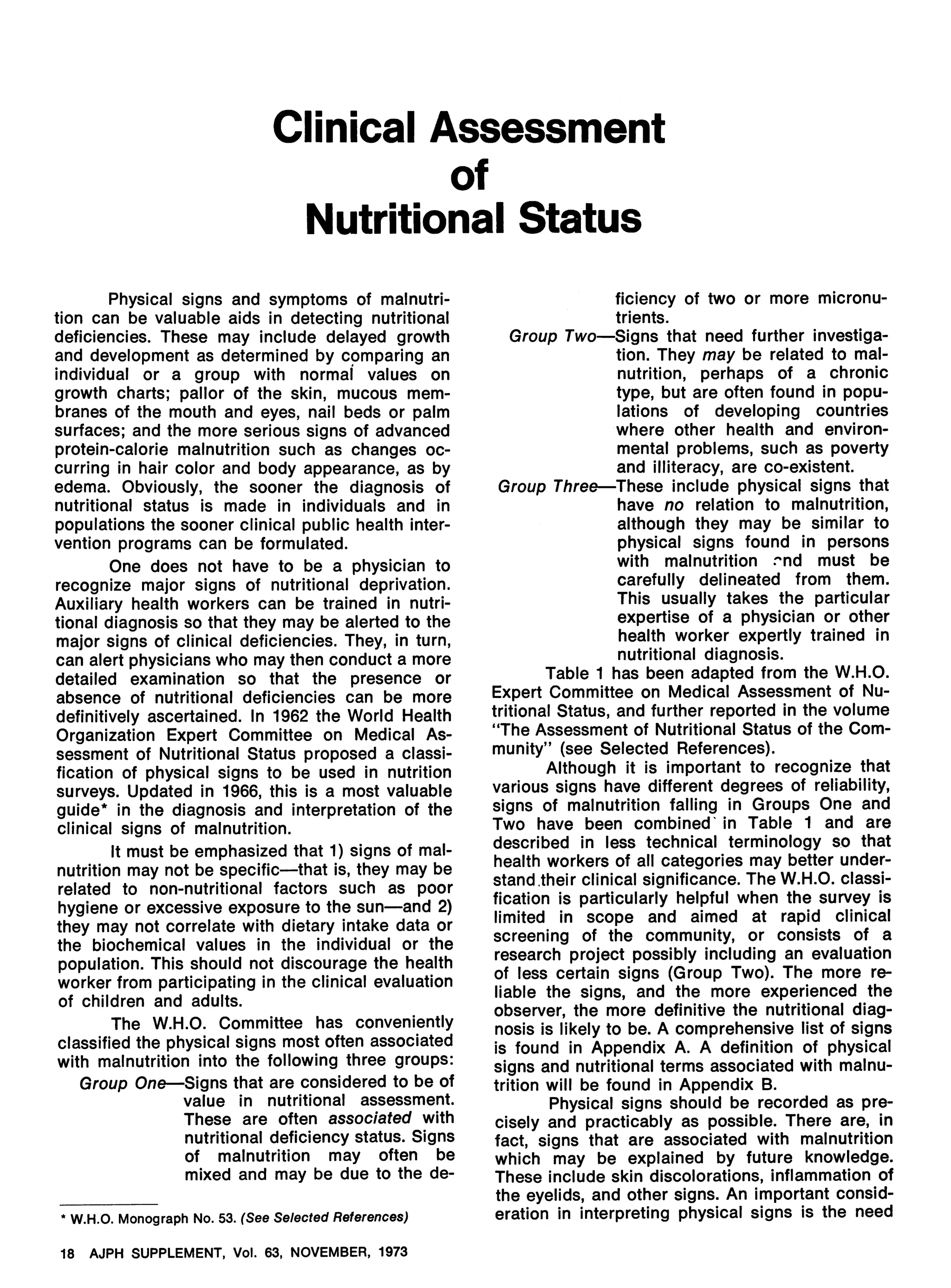 Clinical assessment of nutritional status | PDF