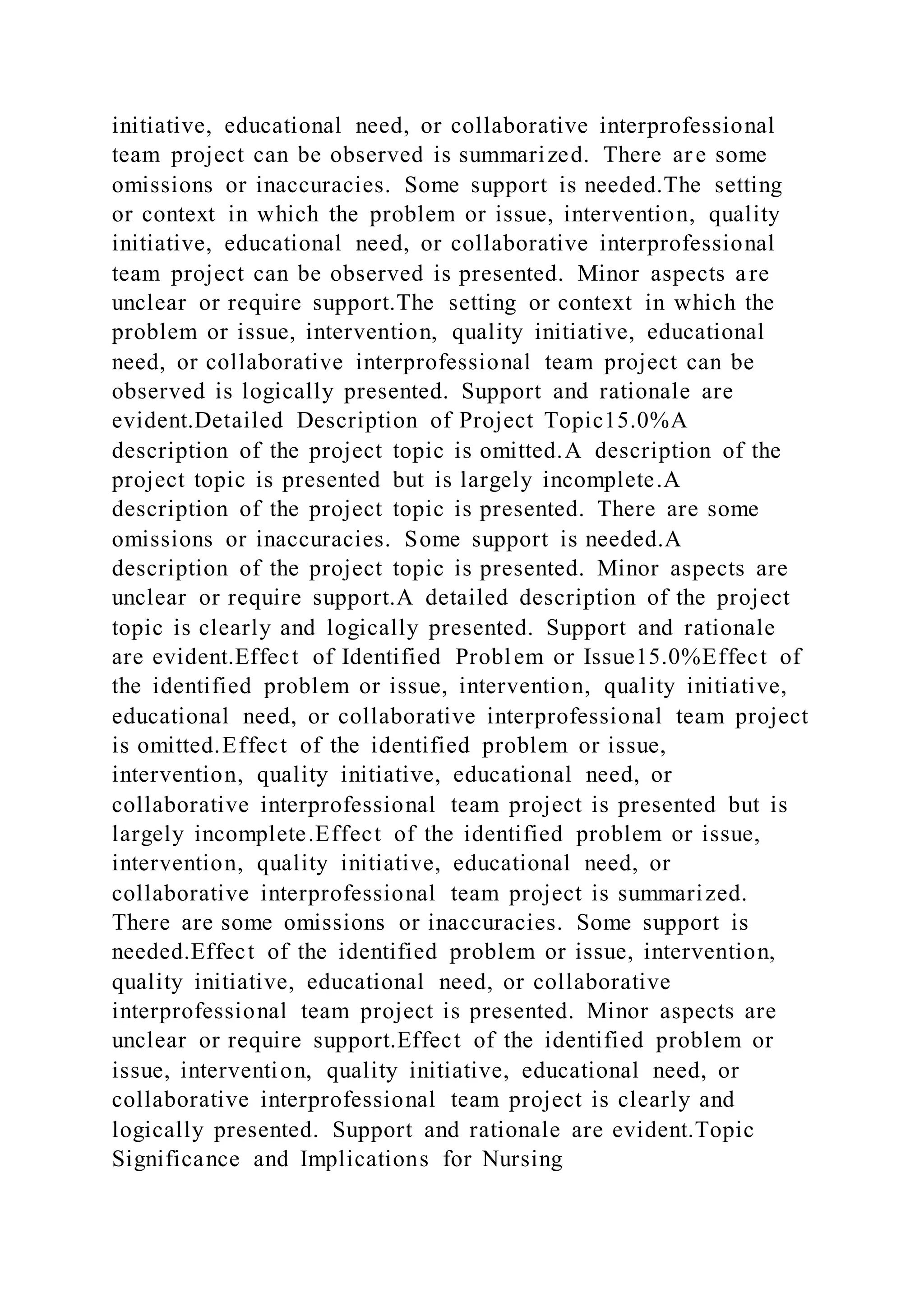 Clinical Assignment Quality Improvement Project Part 1Goal | DOCX