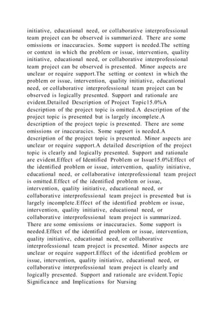 Clinical Assignment Quality Improvement Project Part 1Goal | PDF