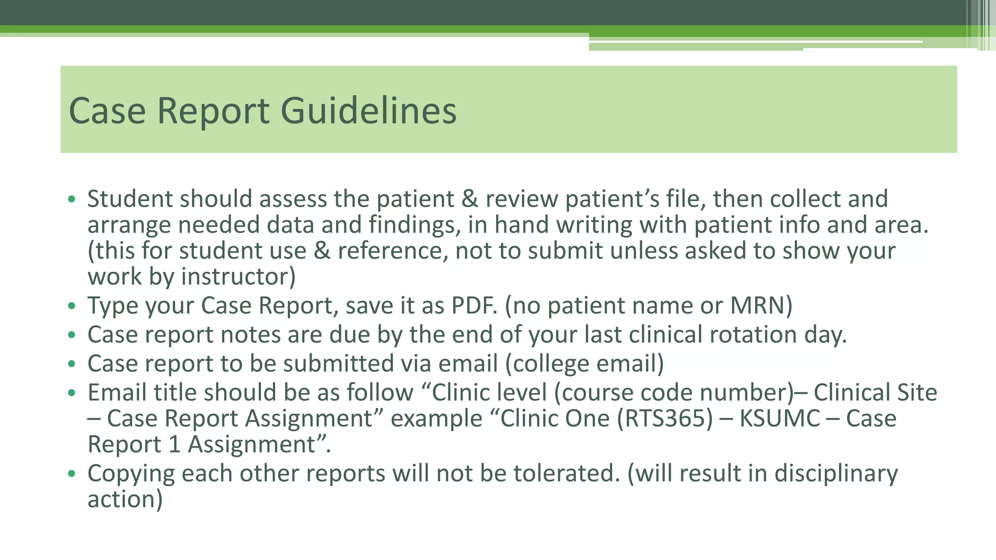 Clinical Documentation (assignments’ guidelines) | PPT