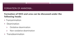 Assimilation of nitrogen with reference to ammonia, urea, uric acid ...