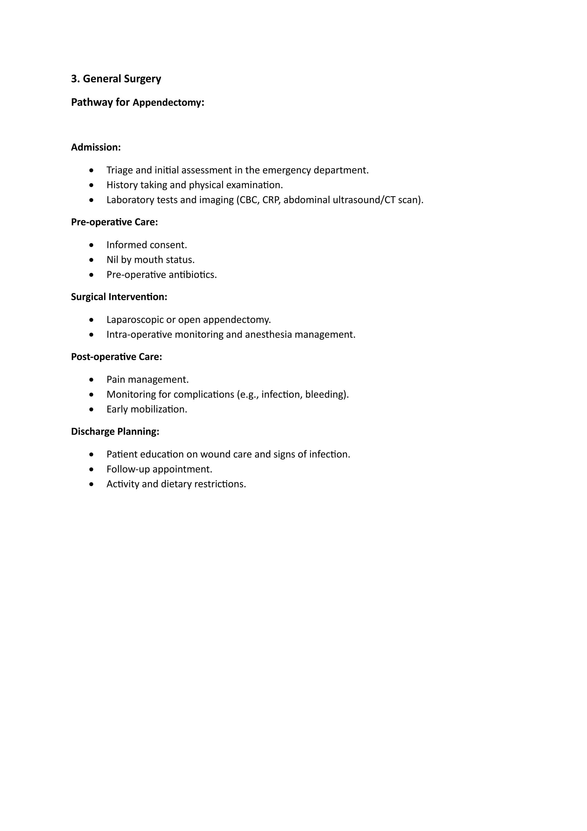 Clinical care pathways for specialty like Orthopedic, General Surgery ...