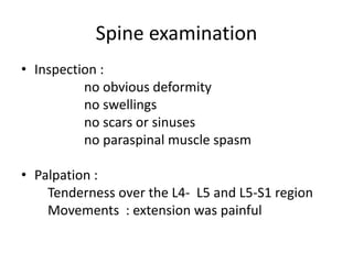 Clinical case presentation spine | PPTX