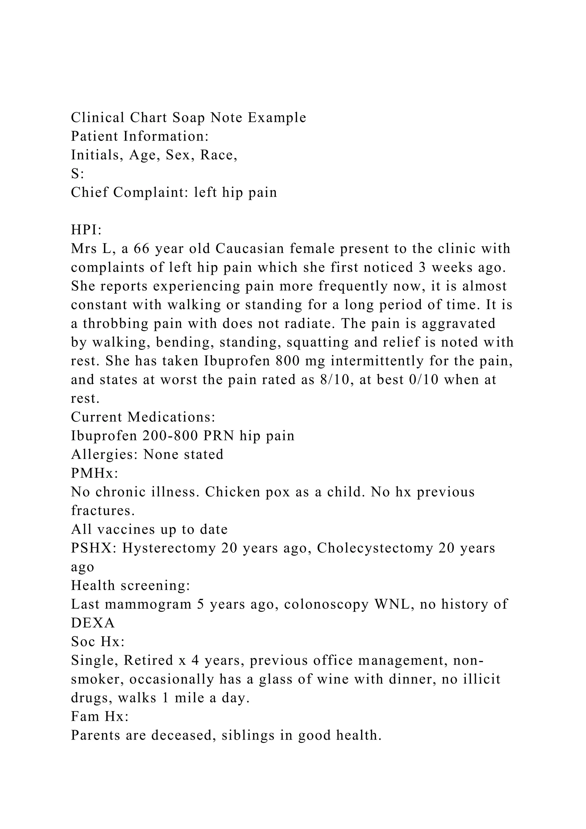Clinical Chart Soap Note Example Patient InformationInitials,.docx
