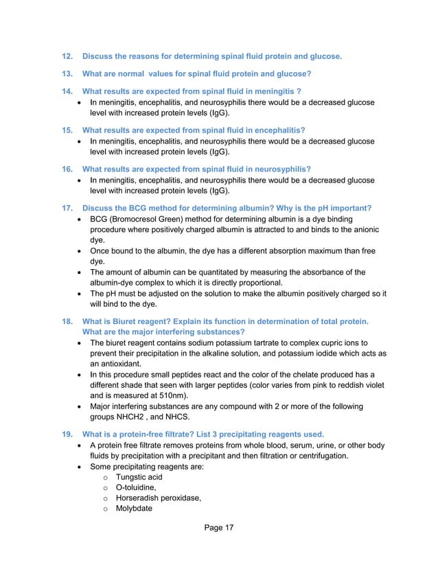Clinical chemistry review sheet for mlt certification and ascp | PDF ...