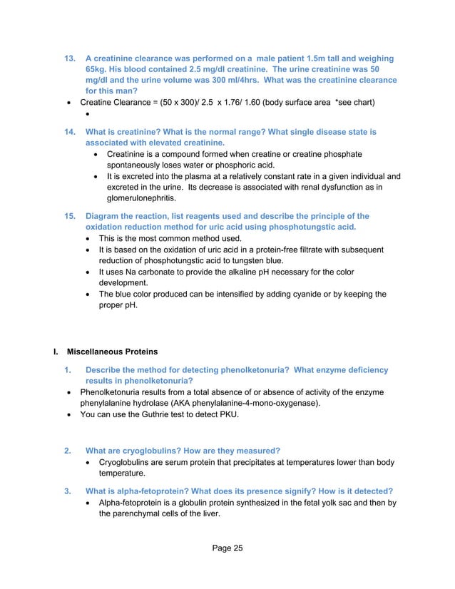 Clinical chemistry review sheet for mlt certification and ascp | PDF ...