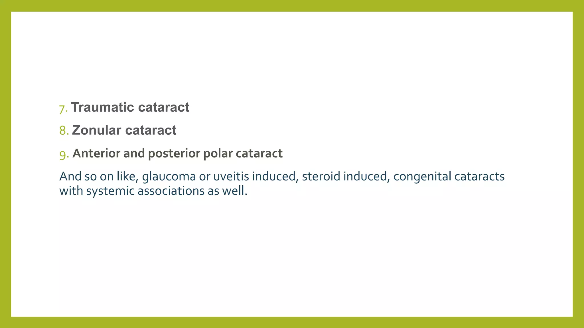 Clinical classification of cataracts : Mehedi , Jr. Optometrist | PPTX