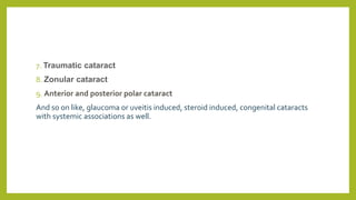 Clinical classification of cataracts : Mehedi , Jr. Optometrist | PPTX