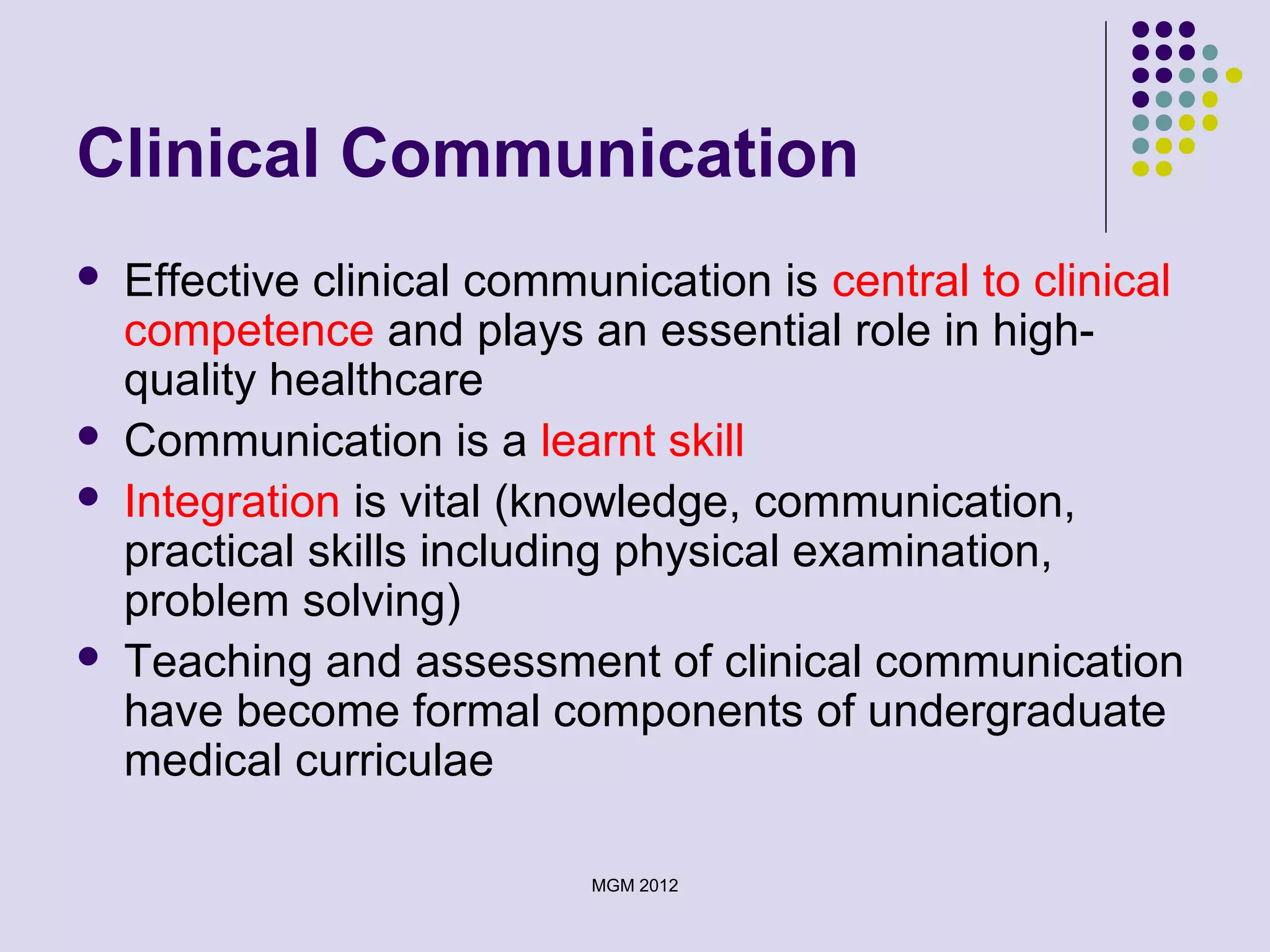Clinical communication skills year 1 introduction | PPT