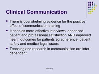 Clinical communication skills year 1 introduction | PPT | Medical Health