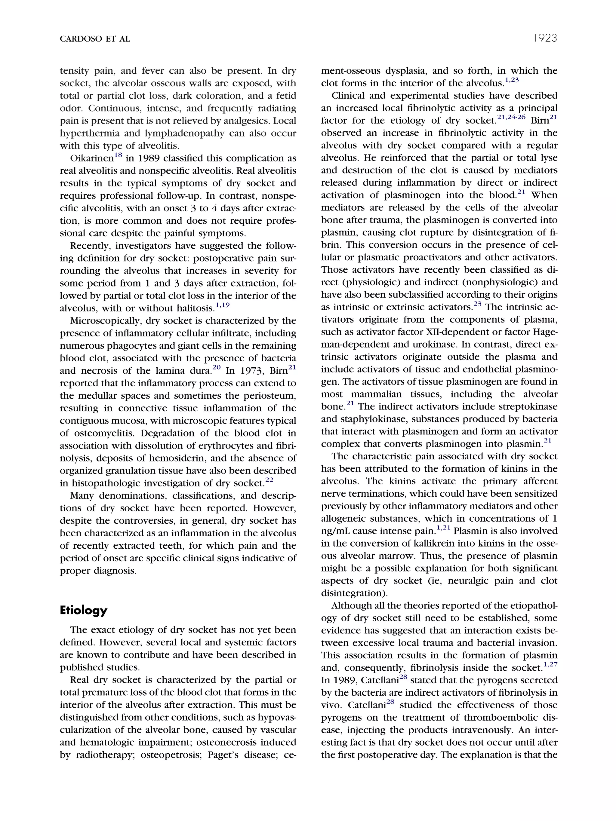Clinical concepts of dry socket | PDF | Dental Health | Diseases and ...