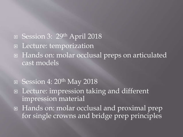 Clinical course on crowns and bridges presentation | PPTX | Dental ...