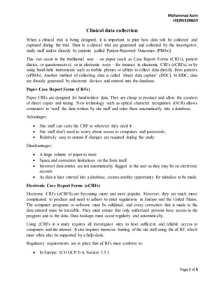 Clinical data collection and management | DOCX