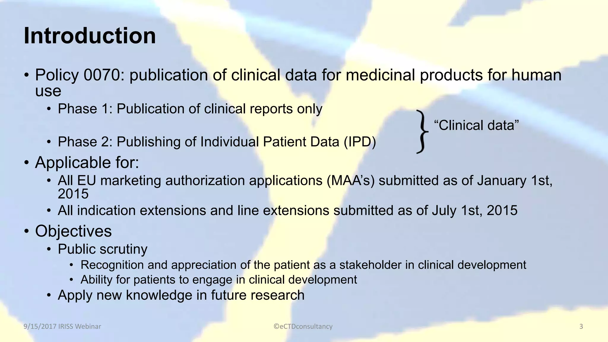 Clinical data transparency - EMA Policy 0070 | PPTX