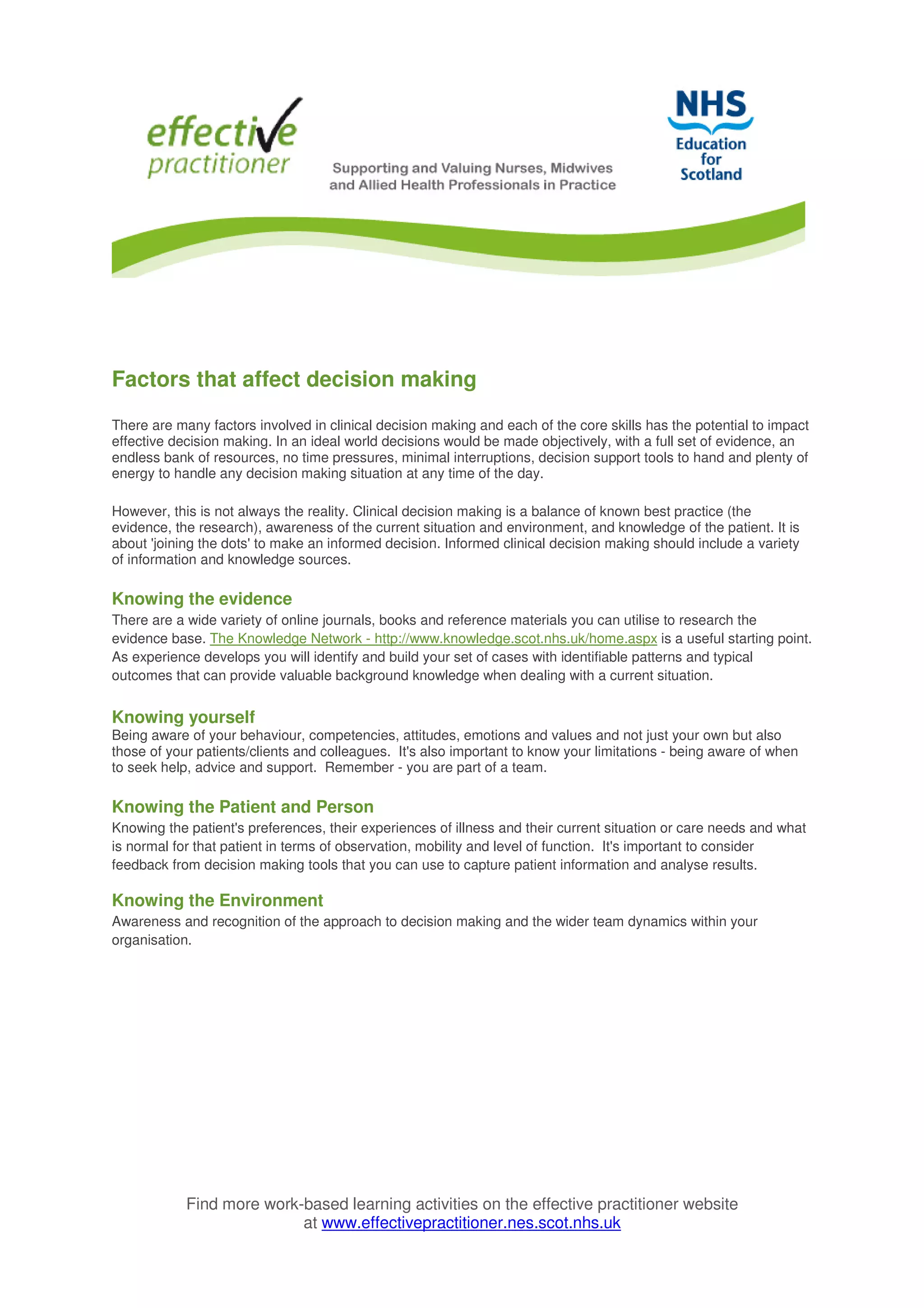 Clinical decision making | PDF