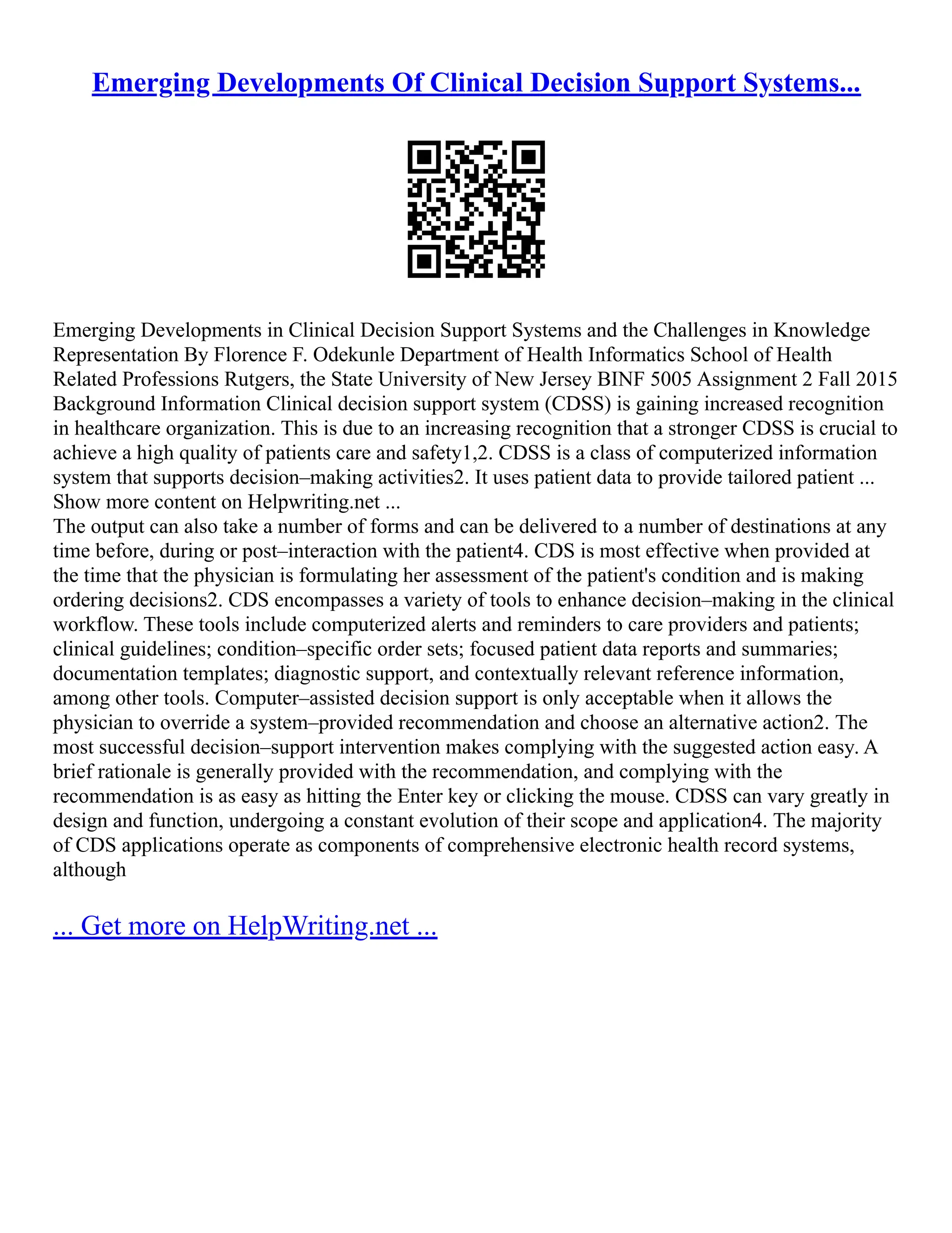 Clinical Decision Support System Impacts On Healthcare System | PDF | Healthcare Industry ...