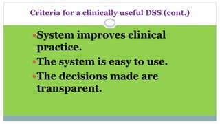 Clinical decision support systems | PPTX