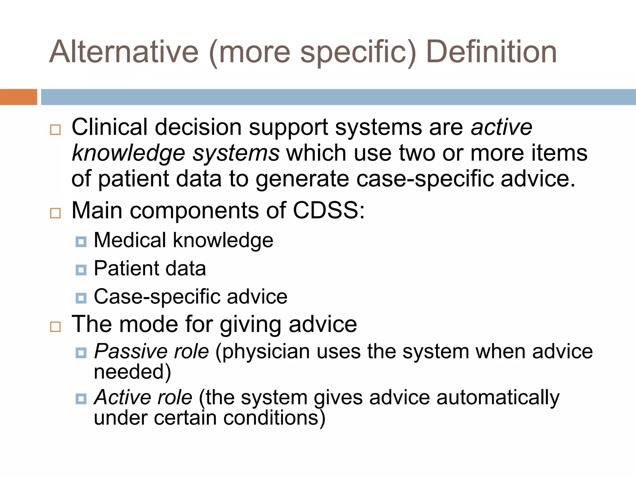 Clinical decision support systems | PPTX