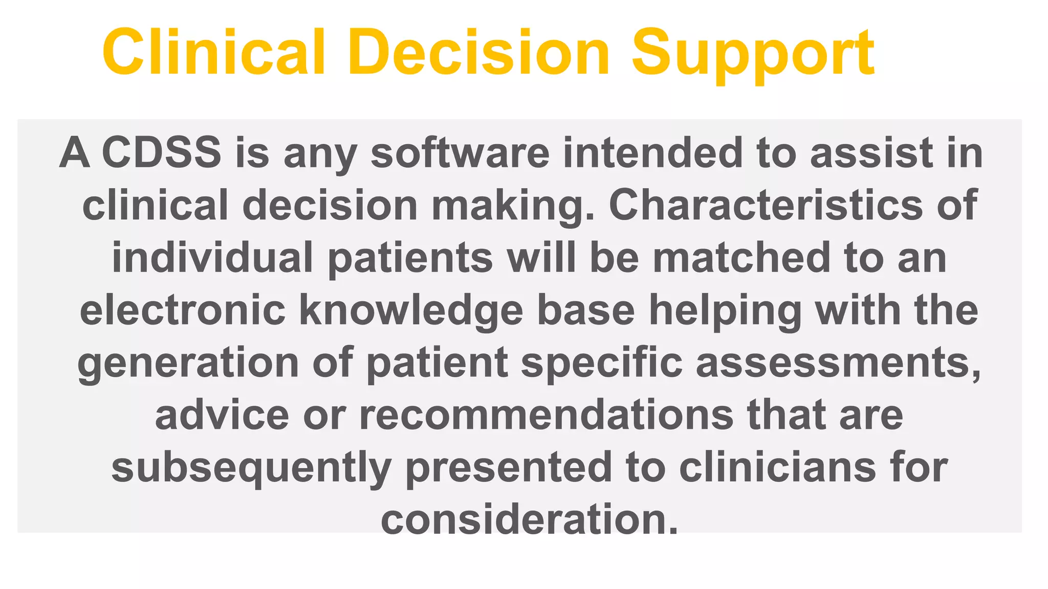 Clinical decision support systems (CDSS) | PDF