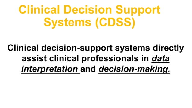Clinical decision support systems (CDSS) | PDF