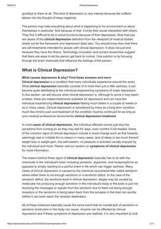 Clinical depression | PDF | Mental Health | Diseases and Conditions