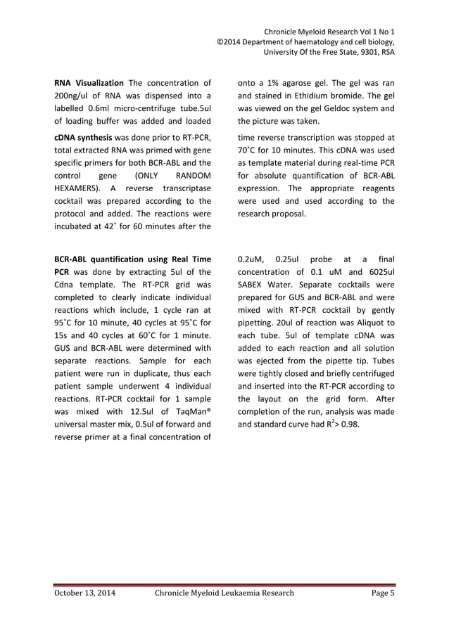 Clinical diagnosis of chronic myeloid leukemia by real time polymerase ...