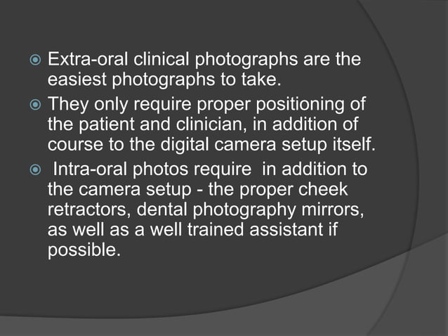 Clinical digital photography in orthodontics | PPTX