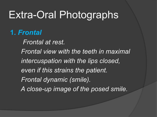 Clinical digital photography in orthodontics | PPTX