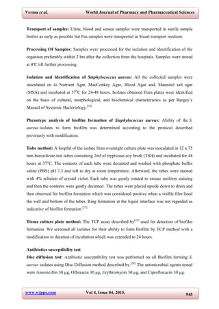 Clinical distribution of biofilm forming staphylococcus aureus and its ...