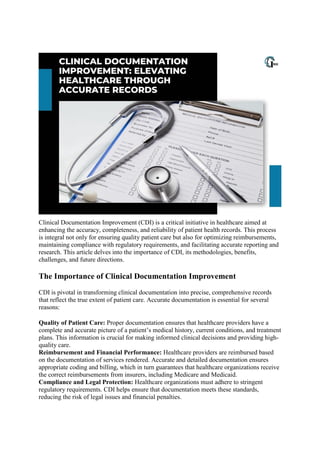 Clinical Documentation Improvement: Importance, Methodology Benefits And Challenges | Insider ...