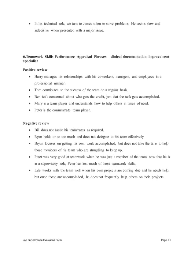 Clinical documentation improvement specialist performance appraisal | DOCX