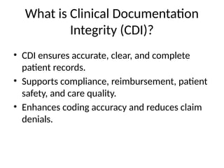 What is Clinical Documentation Integrity (CDI)? | PPTX