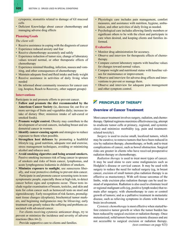 Clinical drug therapy nursing capitulo onco | PDF