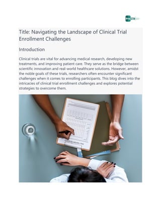 Clinical Enrollment challenges | PDF | Healthcare Industry | Industries