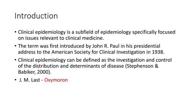 Clinical Epidemiology.pptx | Diseases and Conditions | Medical Health