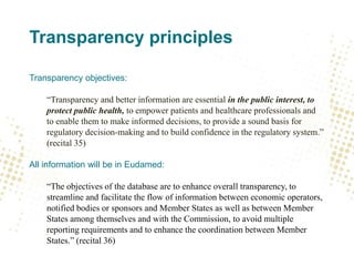 Transparency under the new MDR and IVDR | PPT
