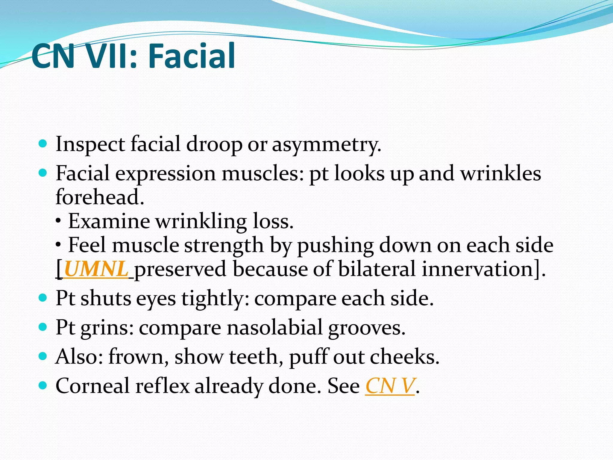 Clinical examination of cranial nerves | PPTX