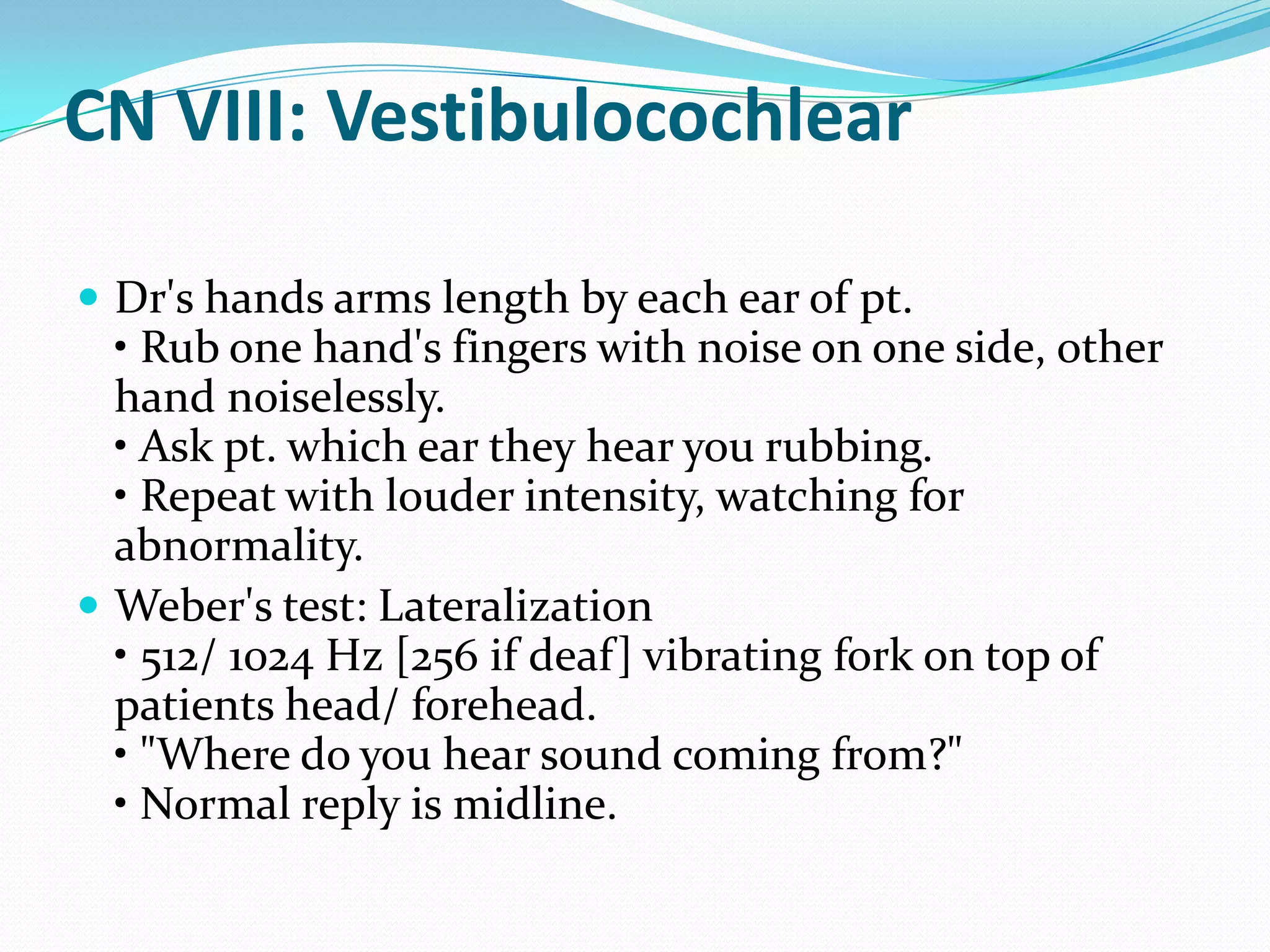 Clinical examination of cranial nerves | PPTX