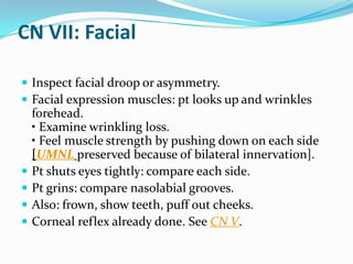 Clinical examination of cranial nerves | PPTX