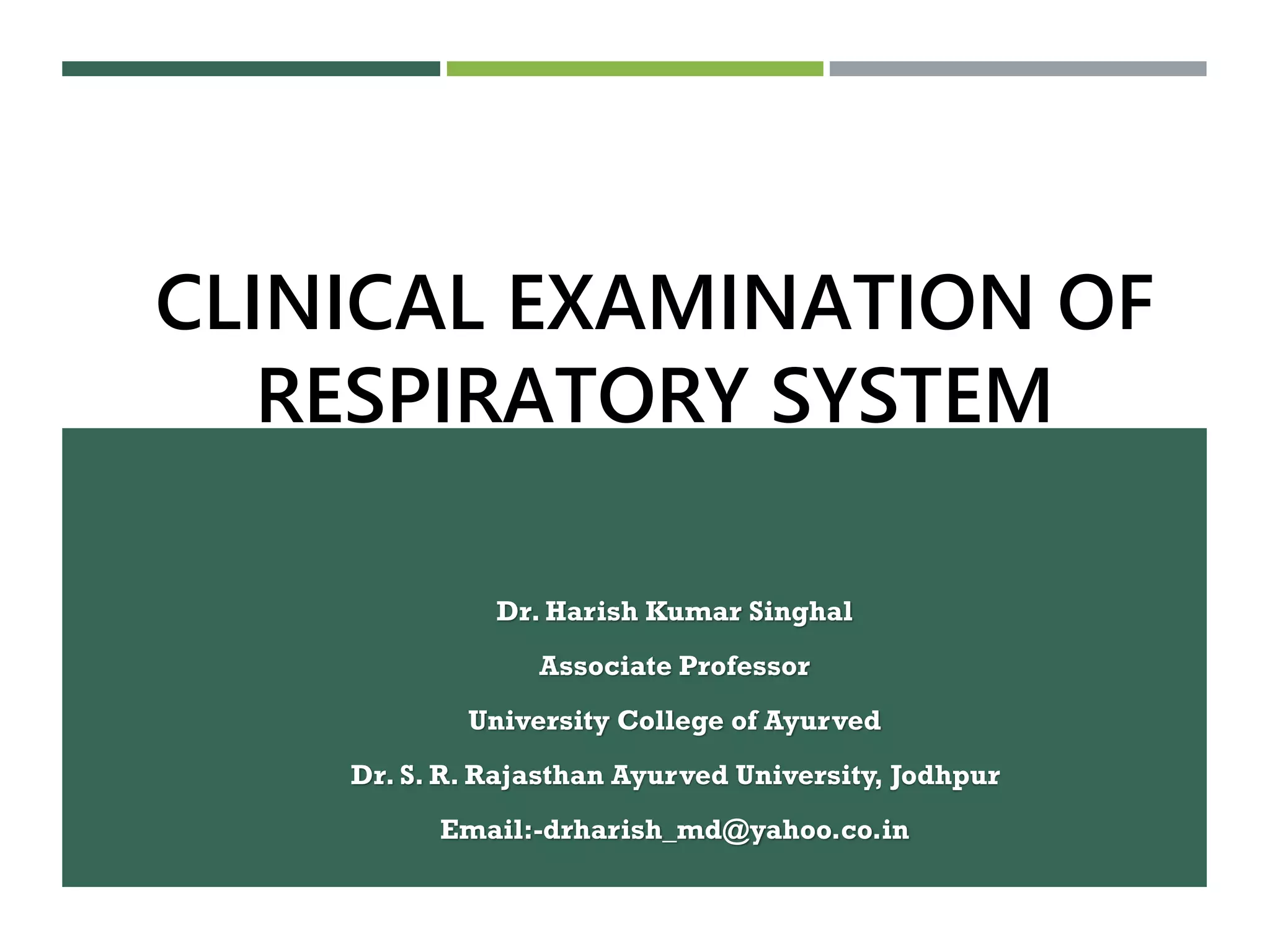 Clinical Examination of Pediatric Respiratory System | PDF