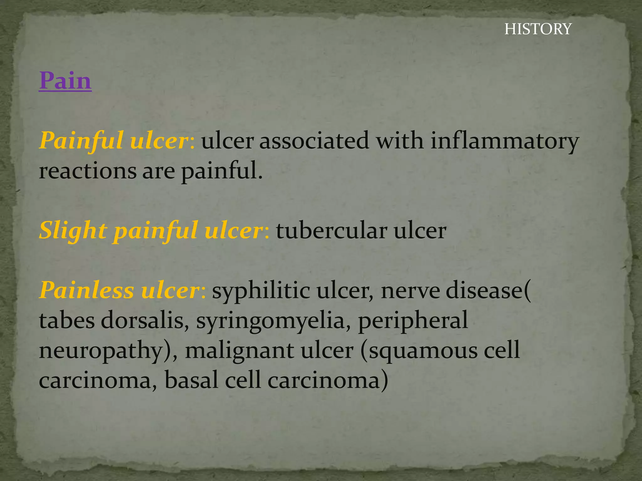 Clinical examination of ulcers | PPTX
