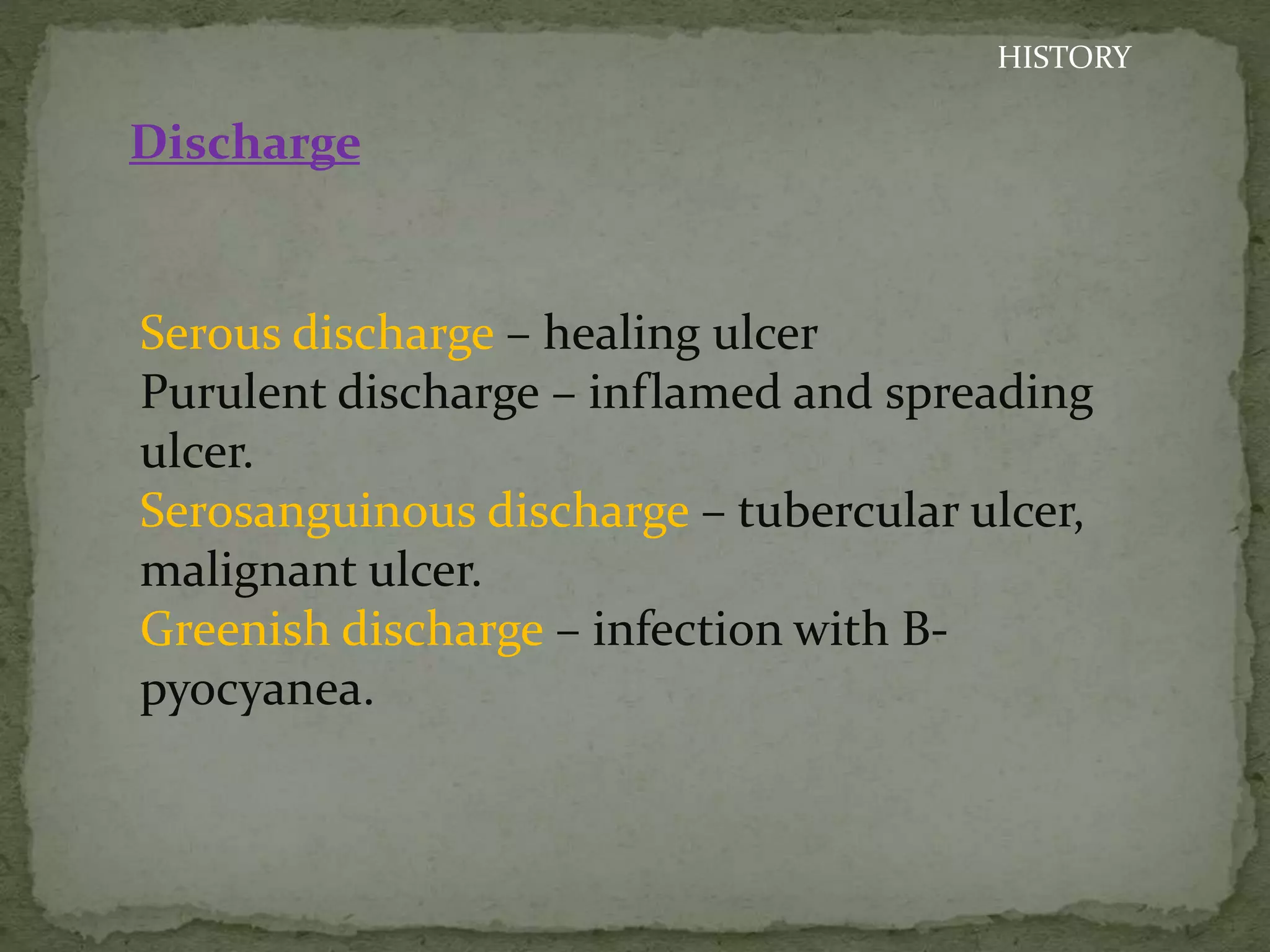 Clinical examination of ulcers | PPTX